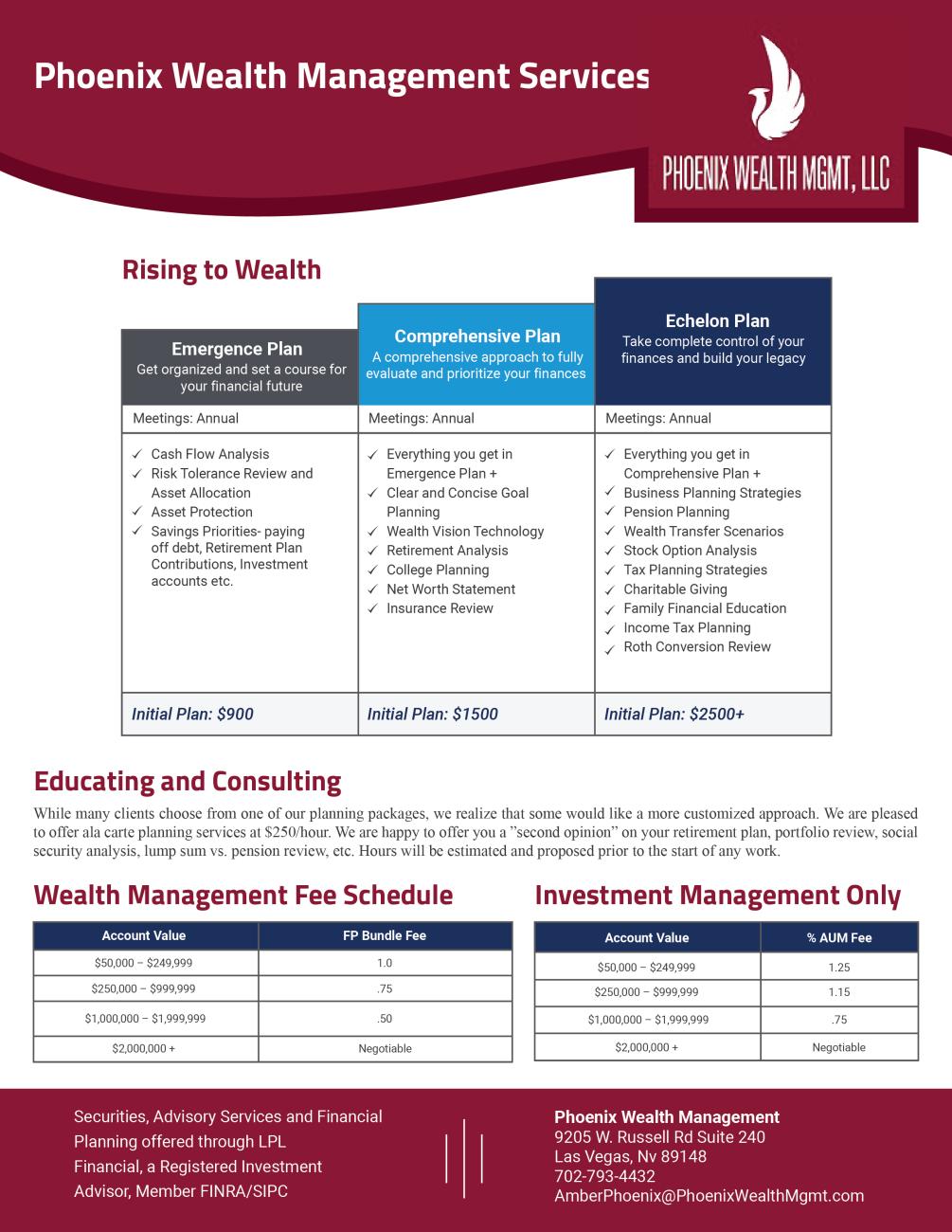 Our Cost Structure | Phoenix Wealth Management, LLC.